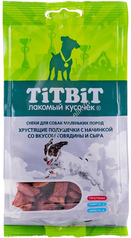 TITBIT 95 г хрустящие подушечки для собак мелких пород с говядиной и ...